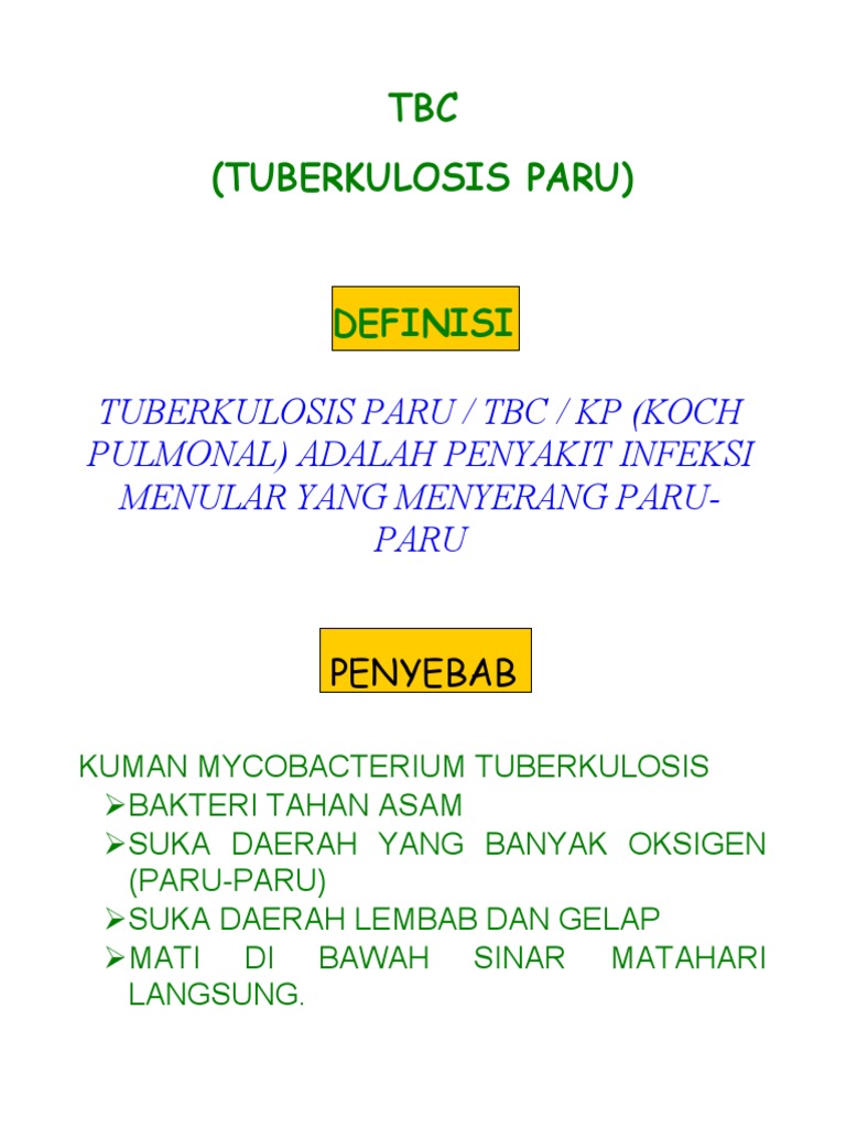 TBC (Tuberkulosis Paru) Definisi | PDF