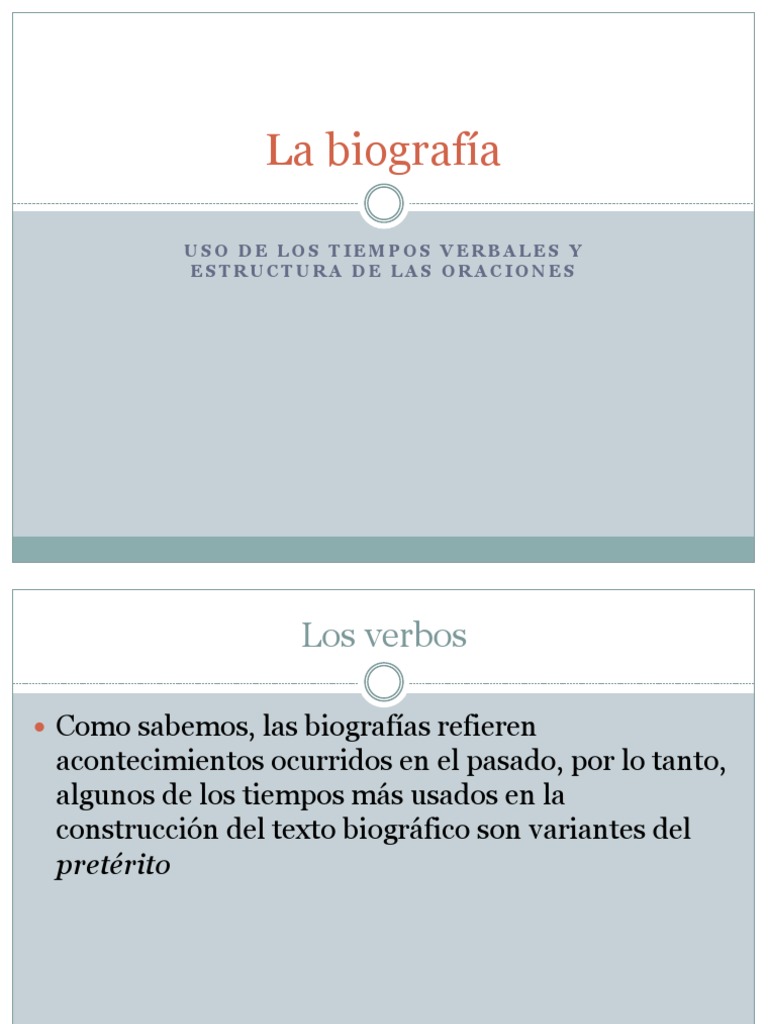 La Biografía Verbos (2) | Morfología Lingüística | Gramática
