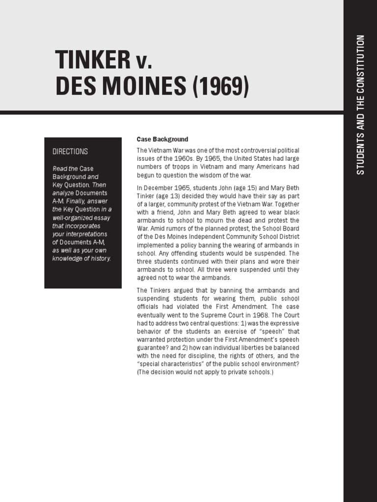 Tinker V Desmoines 1969 | PDF | First Amendment To The United States ...