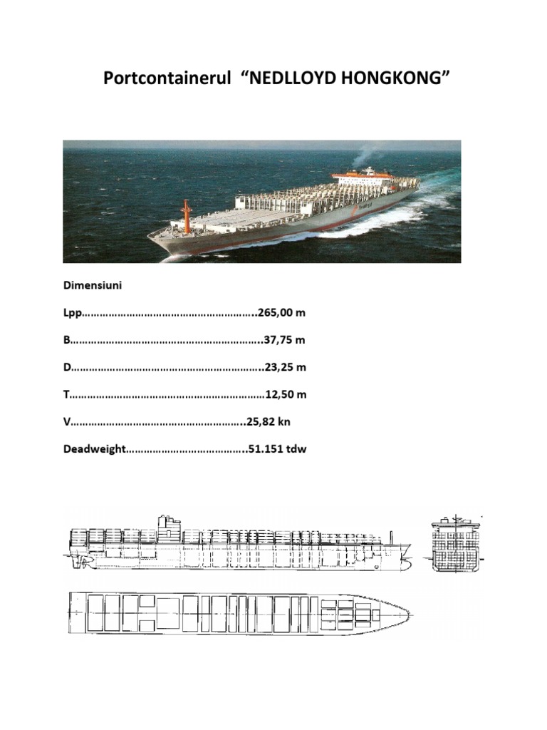 Specifications and Dimensions of Five Large Container Ships | PDF