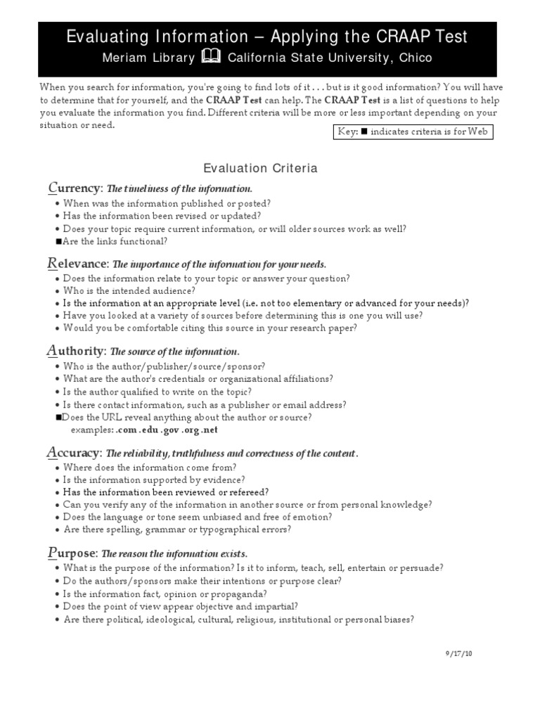 Evaluating Information with CRAAP Test | PDF | Bias | Evaluation