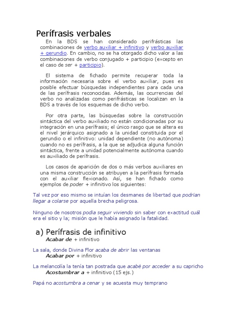 Perífrasis verbales | Verbo | Tipología Lingüística