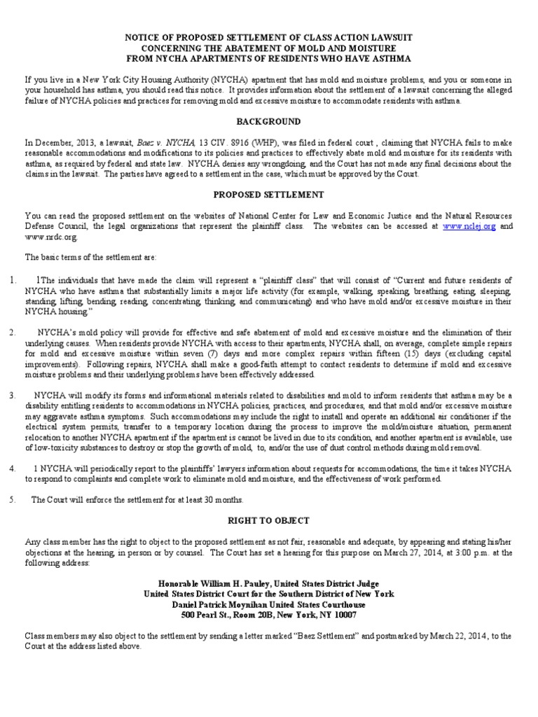 Proposed Rule 23(3) Notice to Class Members | Legal Disputes | Lawsuit ...