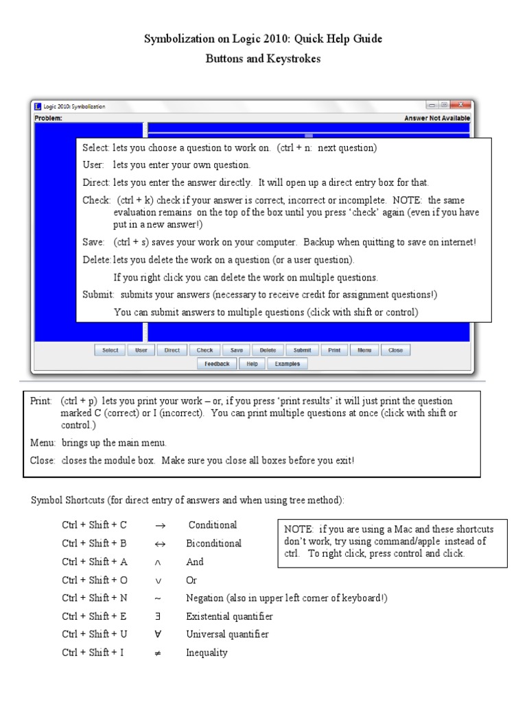 Logic 2010 Symbolization Shortcuts Guide | PDF | Control Key | Menu ...