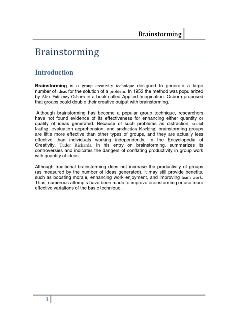 Effective Brainstorming Techniques | PDF | Brainstorming | Cognition