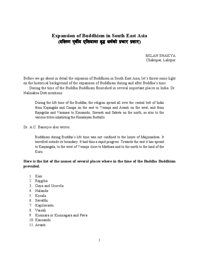 Spread of Buddhism in The Southeast Asia - A History | PDF | Myanmar ...