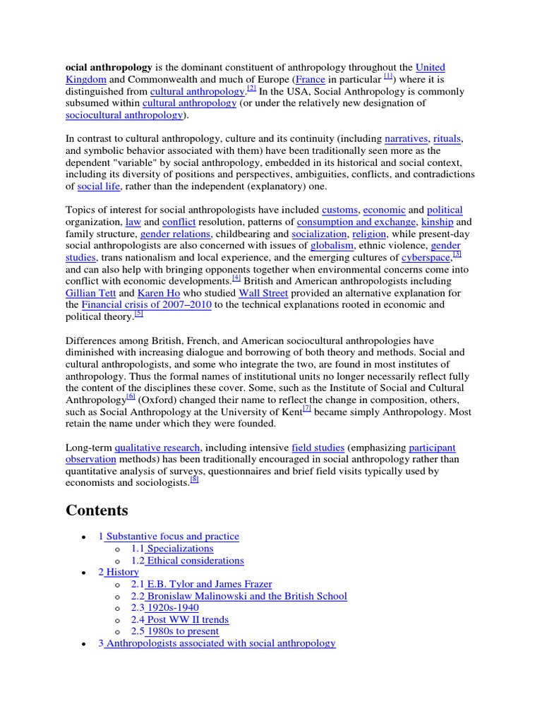 Social Anthropology Is The Dominant Constituent of Anthropology ...