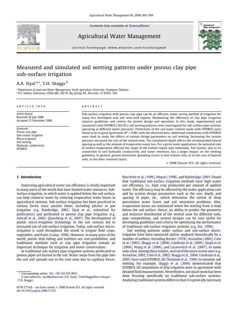 Porous Clay Pipe Sub-Surface Irrigation | PDF | Soil | Irrigation