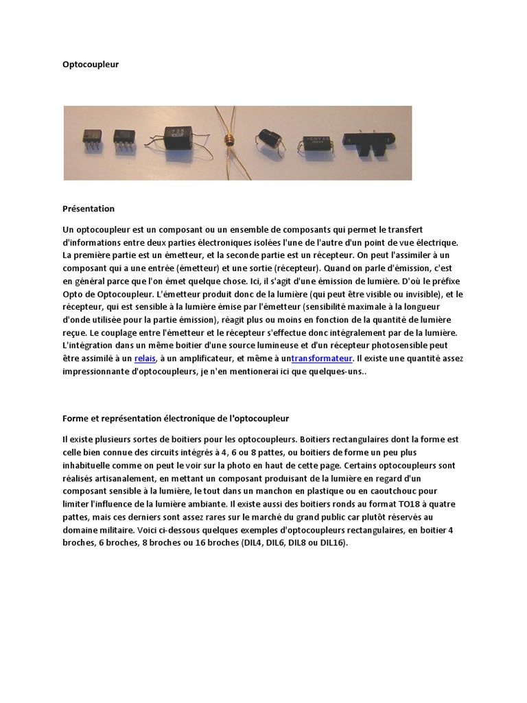 Introduction à l'optocoupleur | PDF | Distorsion (électronique ...