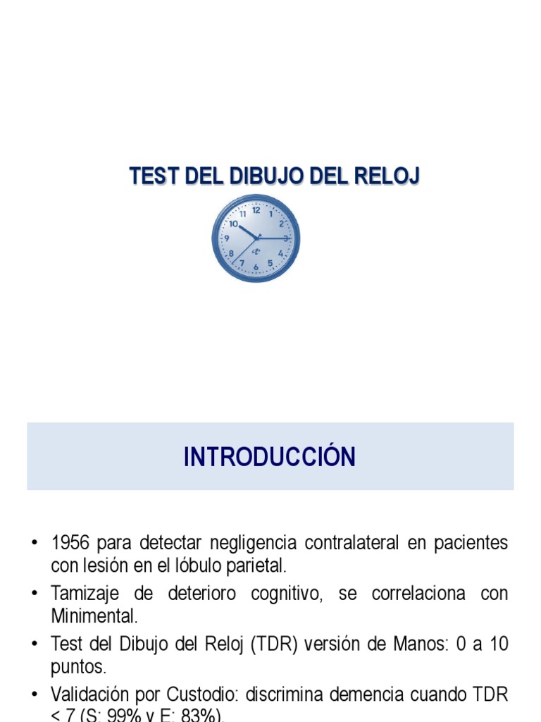 Test Del Reloj - Ejercicios | PDF | Relaciones personales, crianza y ...