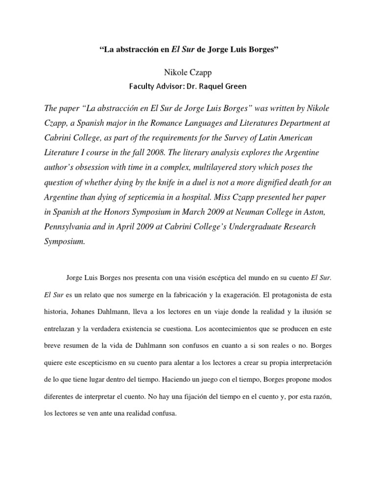 La Abstracción en El Sur de Jorge Luis Borges | PDF | Gatos | Muerte