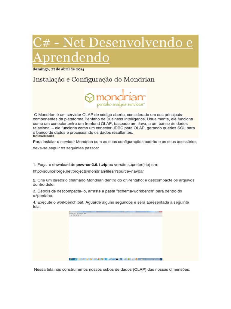 Instalação Mondrian no Pentaho | PDF | Software de gerenciamento de ...
