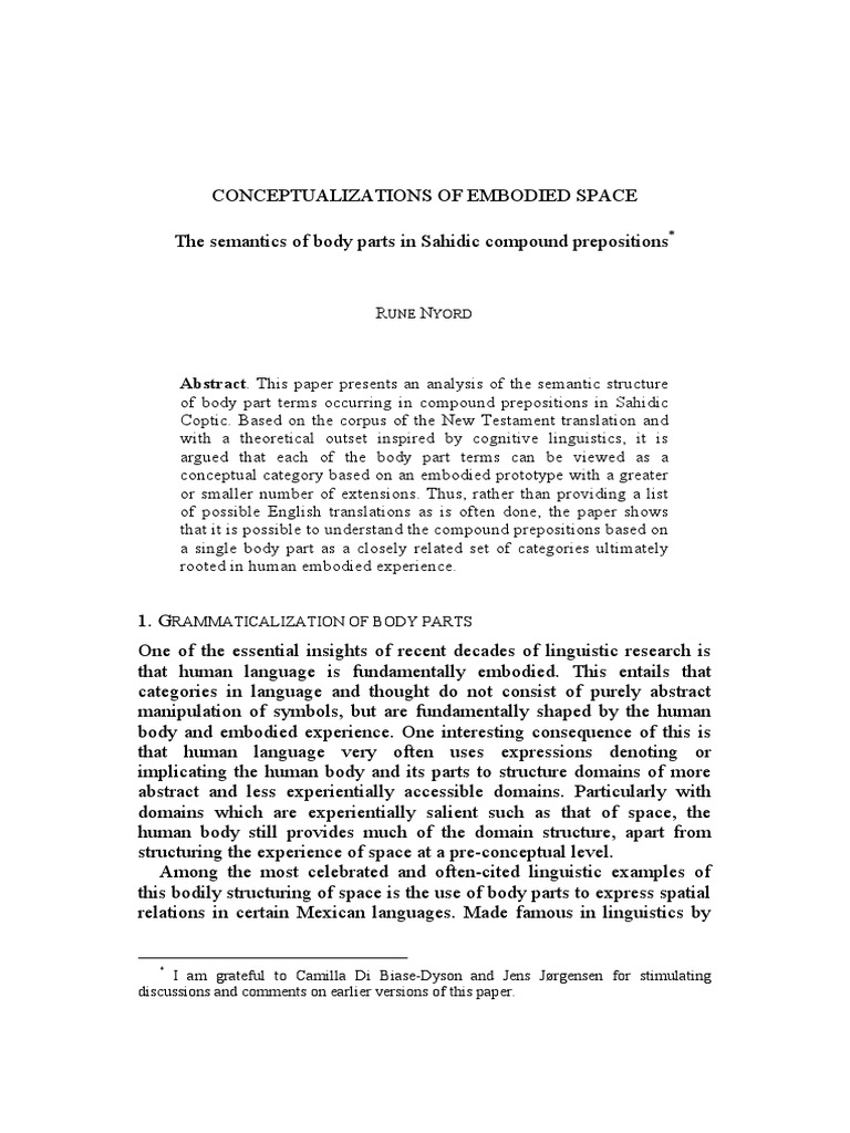 Conceptualizations of Embodied Space | PDF