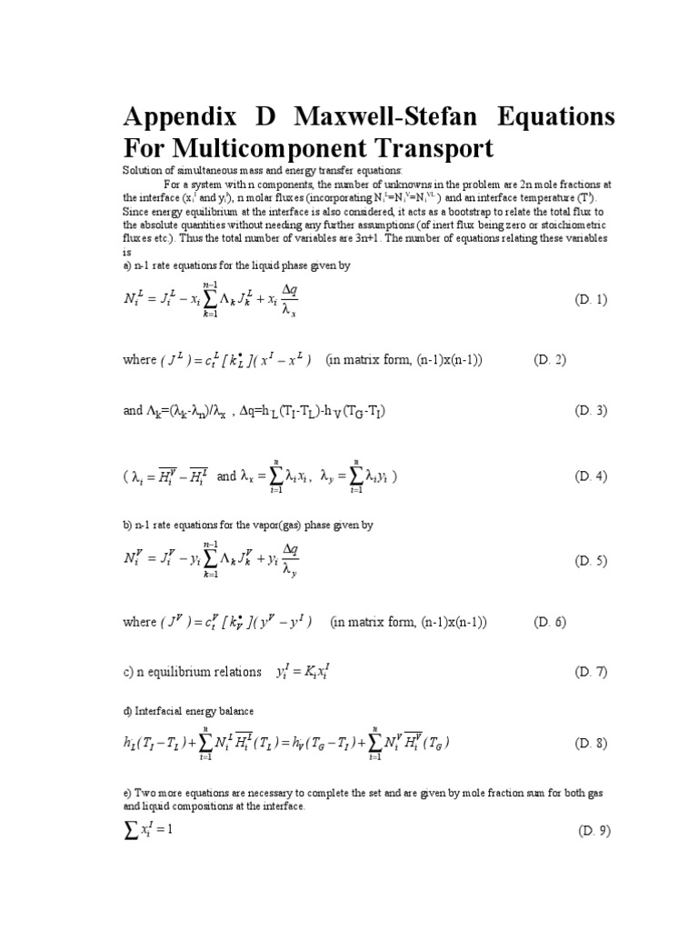 maxwell stefan equation | Diffusion | Surface Tension