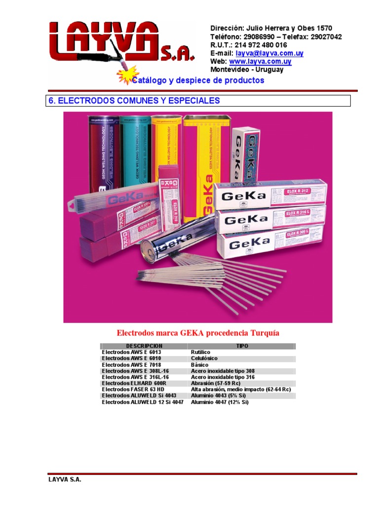 Electrodos Comunes y Especiales | PDF | El hombre hace Materiales ...