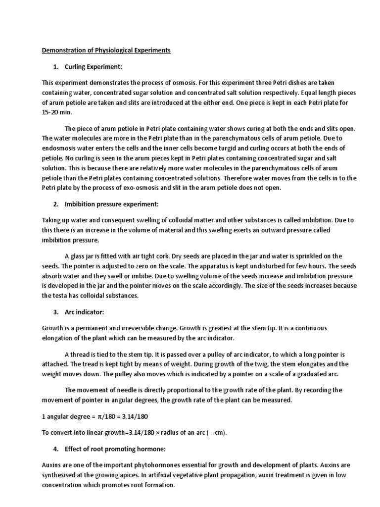 Demonstration of Physiological Experiments | PDF | Plant Hormone | Auxin