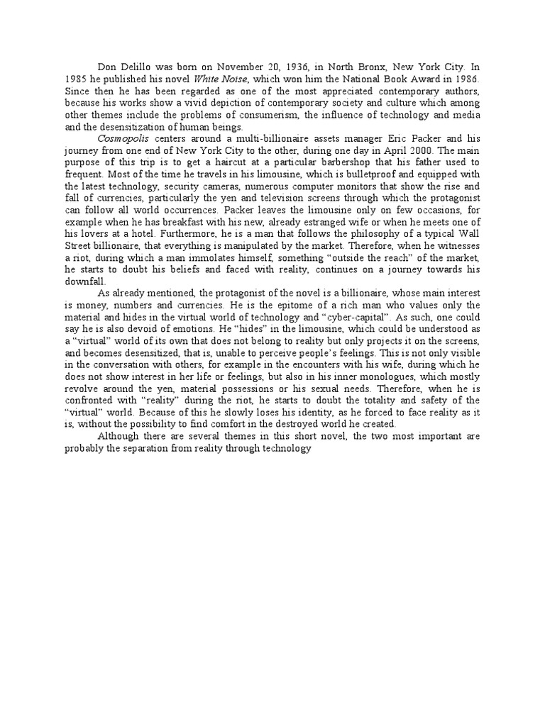 Cosmopolis Centers Around A Multi-Billionaire Assets Manager Eric ...