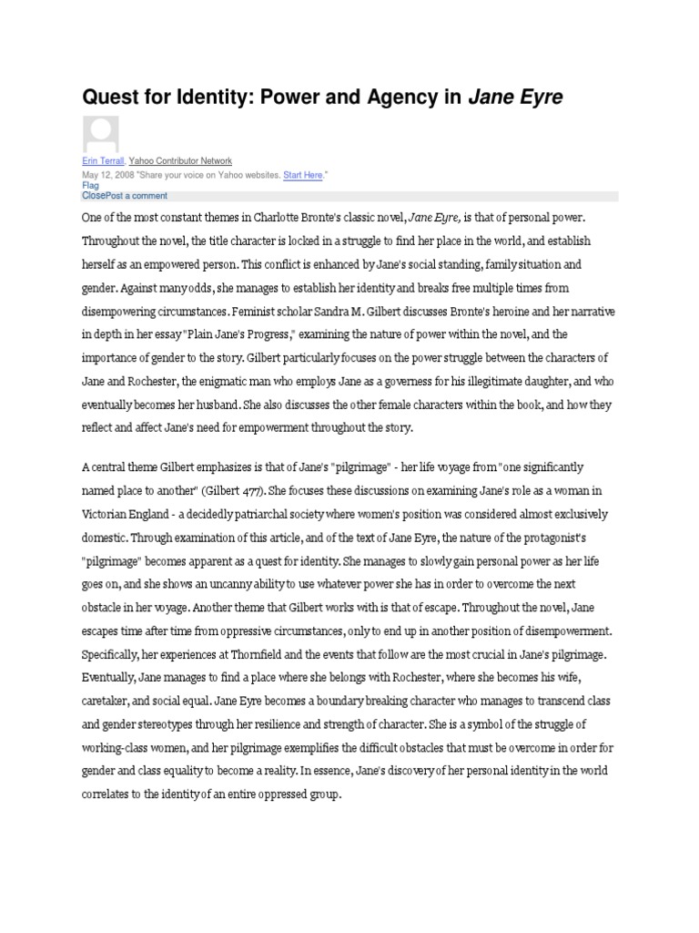 Jane Eyre's Quest for Identity and Power | PDF | Jane Eyre | Gender