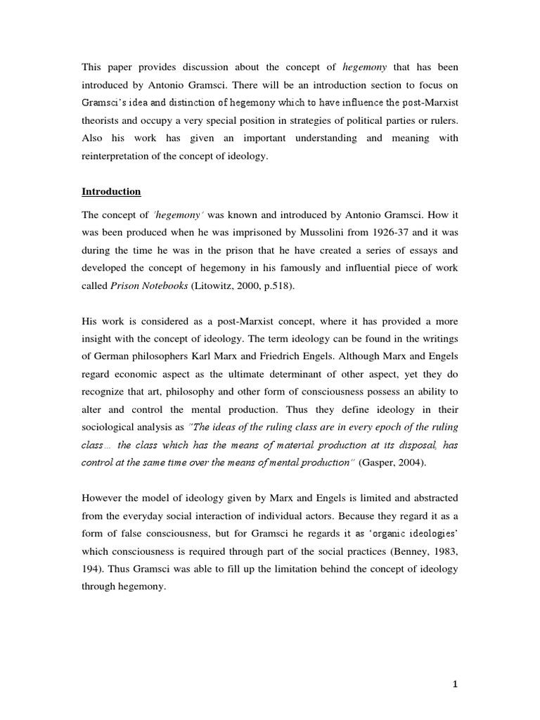 Hegemony | PDF | Antonio Gramsci | Hegemony