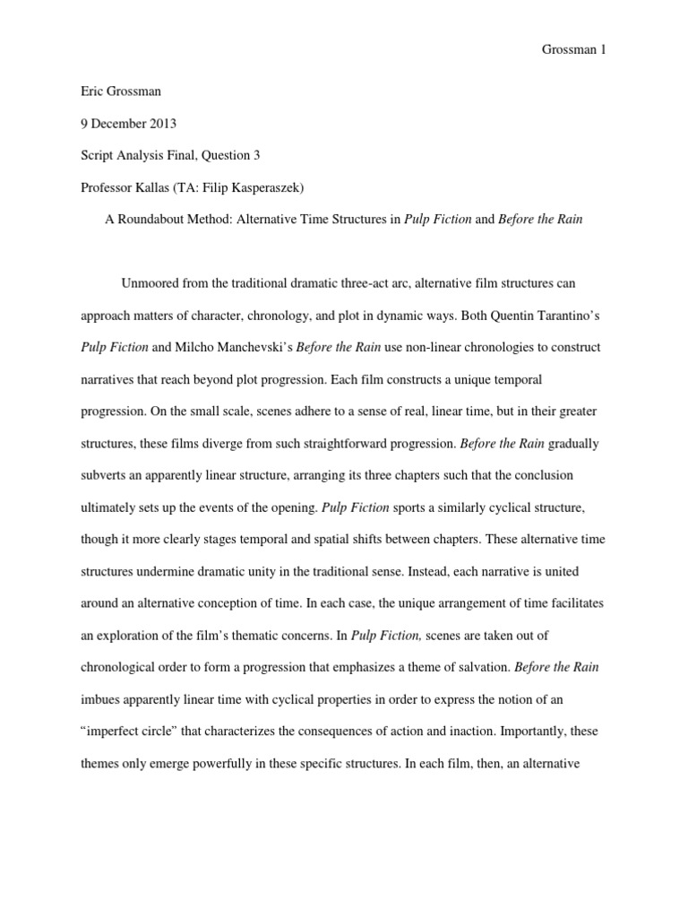 Time Structures in Pulp Fiction and Before The Rain | PDF | Pulp ...
