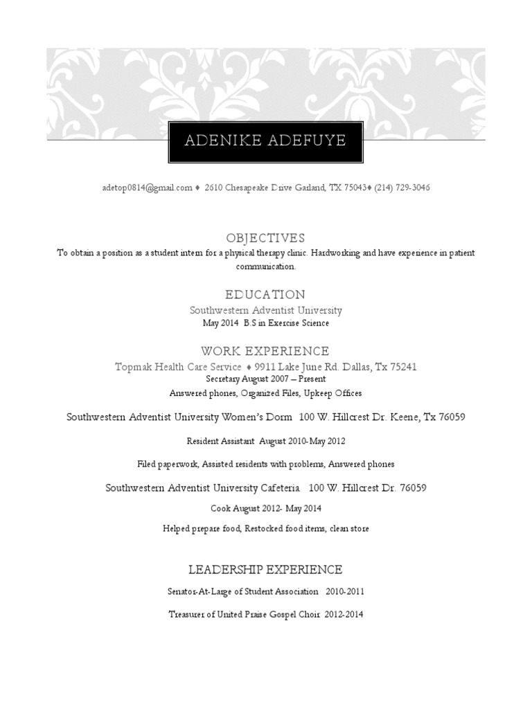 Adenike Adefuye - Resume | PDF