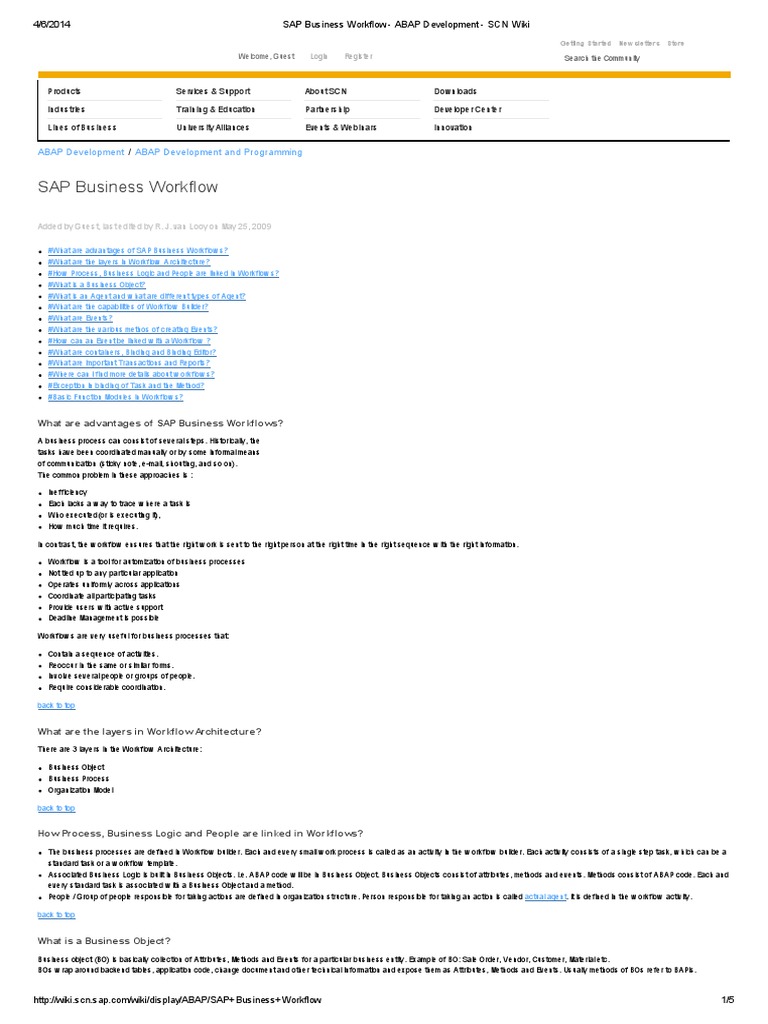 SAP Business Workflow - ABAP Development - SCN Wiki | Download Free PDF | Business Process ...