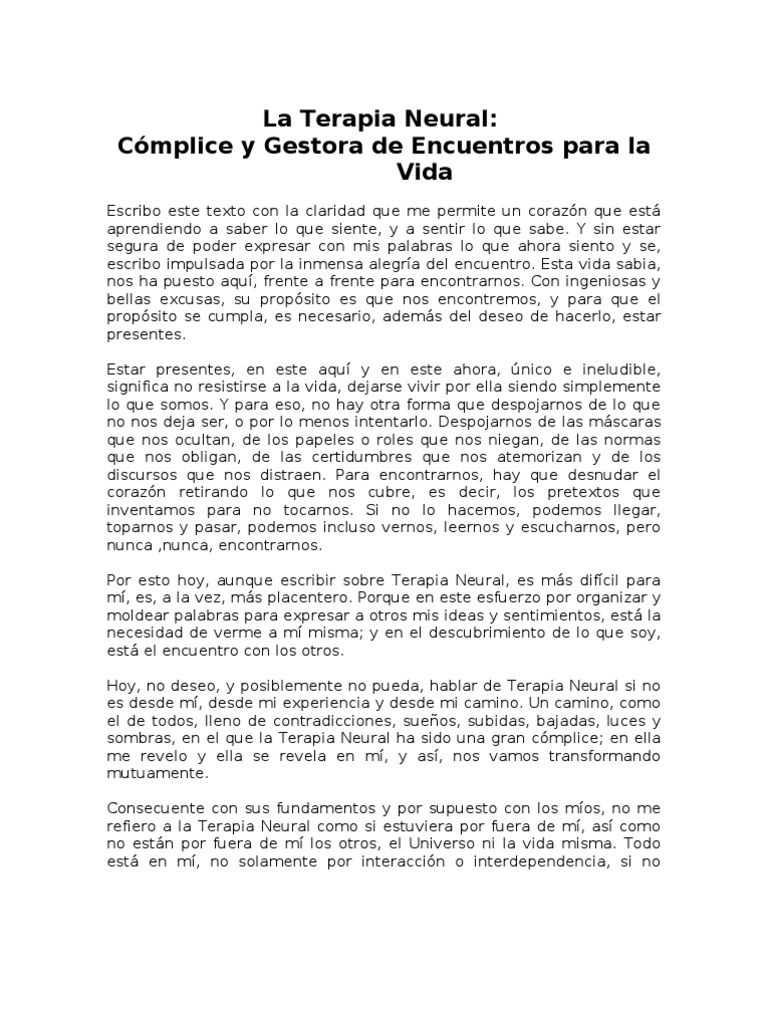 La Terapia Neural: SANDRA PAYÁN | PDF | Ciencias sociales | Filosofía
