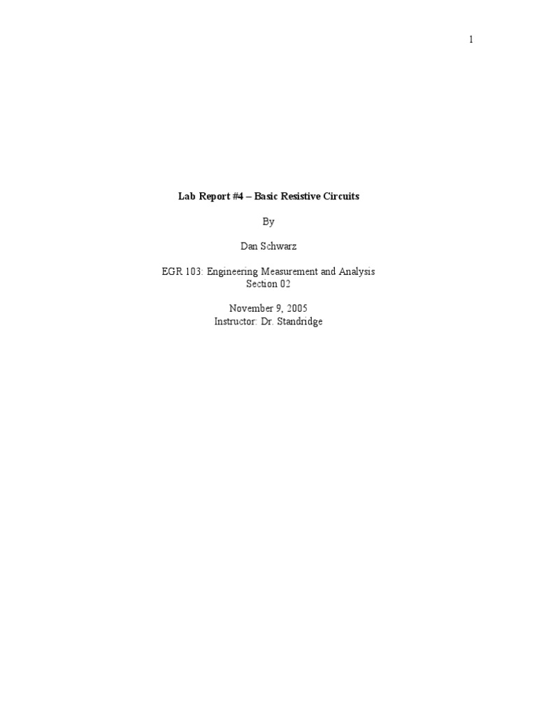 Lab Report #4 - Basic Resistive Circuits | PDF | Resistor | Electrical ...
