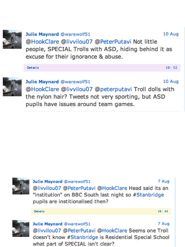 Julie Maynard's Tweets To/about Children and Parents of Stanbridge ...