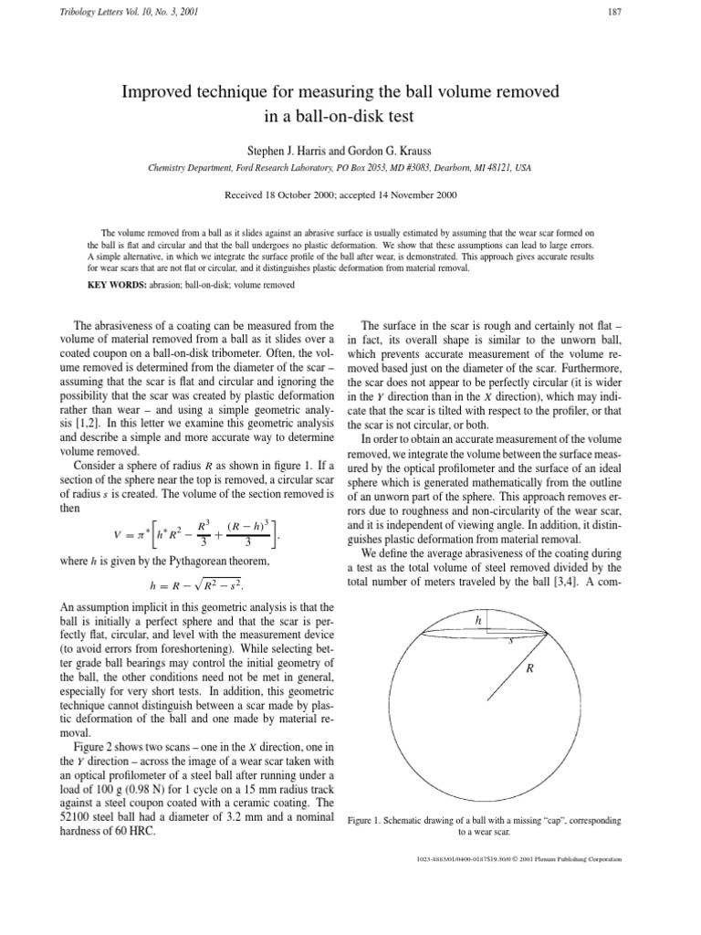Improved Technique For Measuring The Ball Volume Removed in A Ball On ...