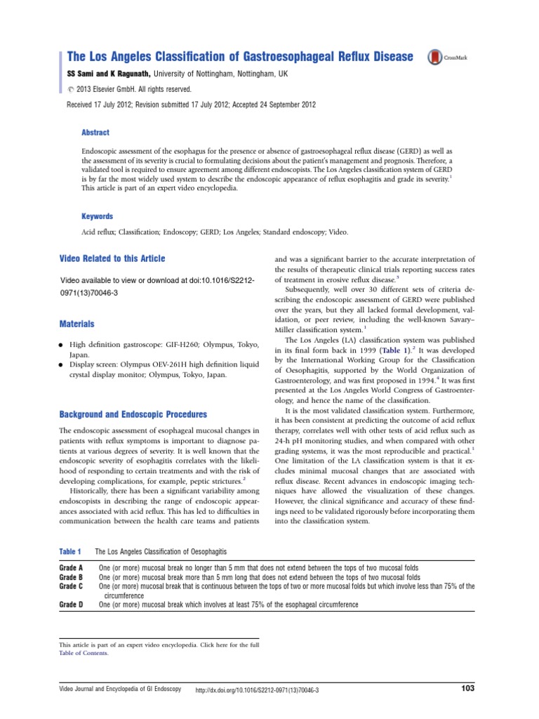 The Los Angeles Classification of Gastroesophageal Re Ux Disease | PDF ...