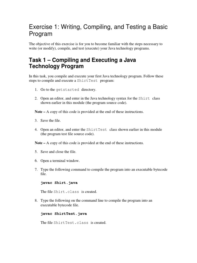 Exercise 1: Writing, Compiling, and Testing A Basic Program | PDF ...