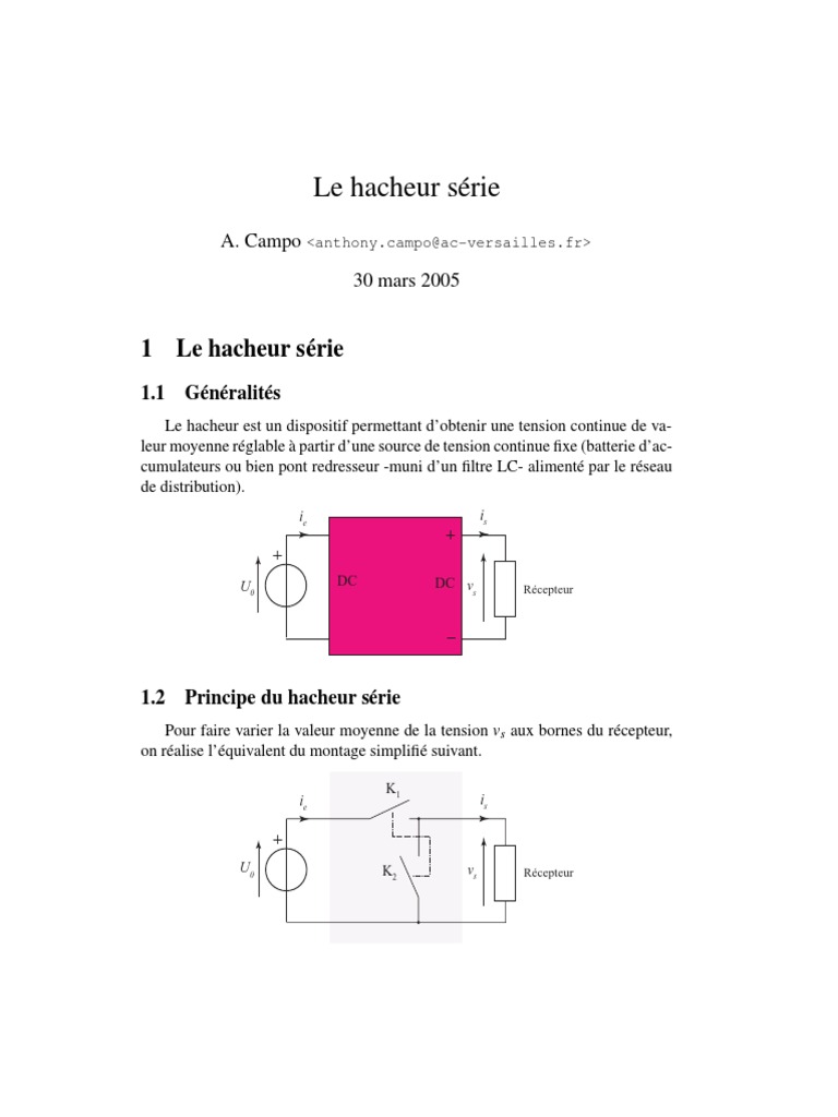 Fonctionnement du hacheur série | PDF