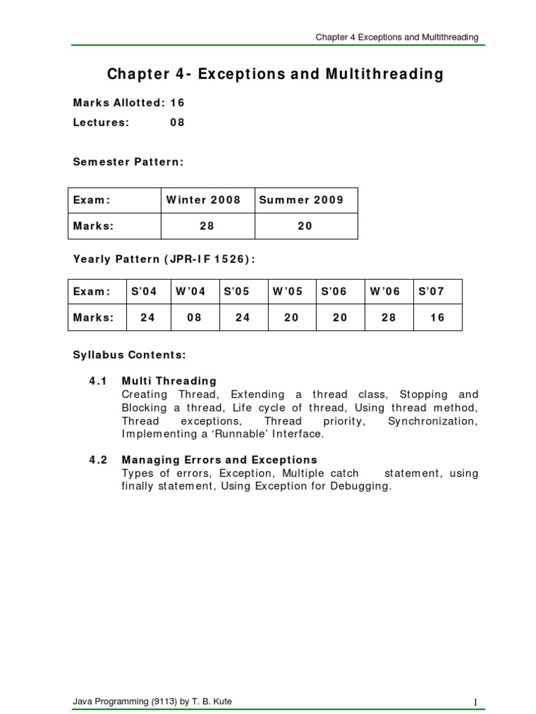 Chapter 4 Multi Threading and Exception Handling | PDF | Thread ... Chapter 4 Multi Threading and Exception Handling | PDF | Thread ...
