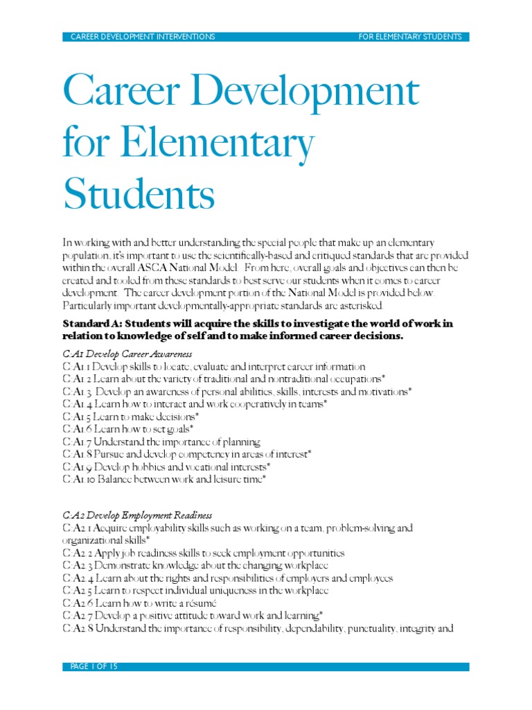 Career Development For Elementary | PDF | Mentorship | Learning
