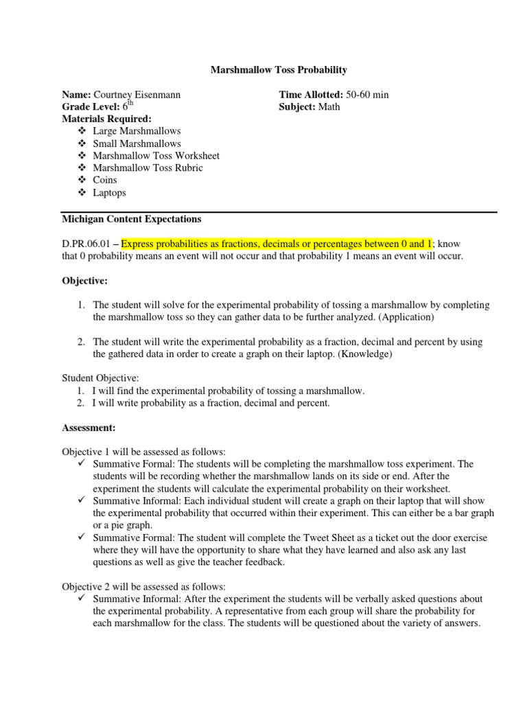 Coin Toss Lesson Plan Probability | PDF | Probability | Worksheet