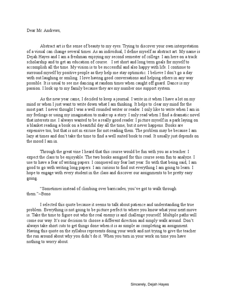 Letter To Andrew | PDF