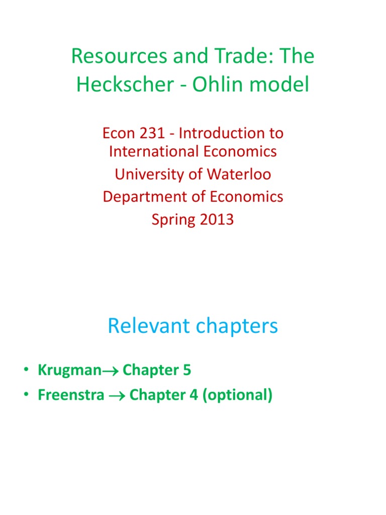 Ch 5 -The Heckscher-Ohlin Model (1) | Labour Economics | Comparative ...