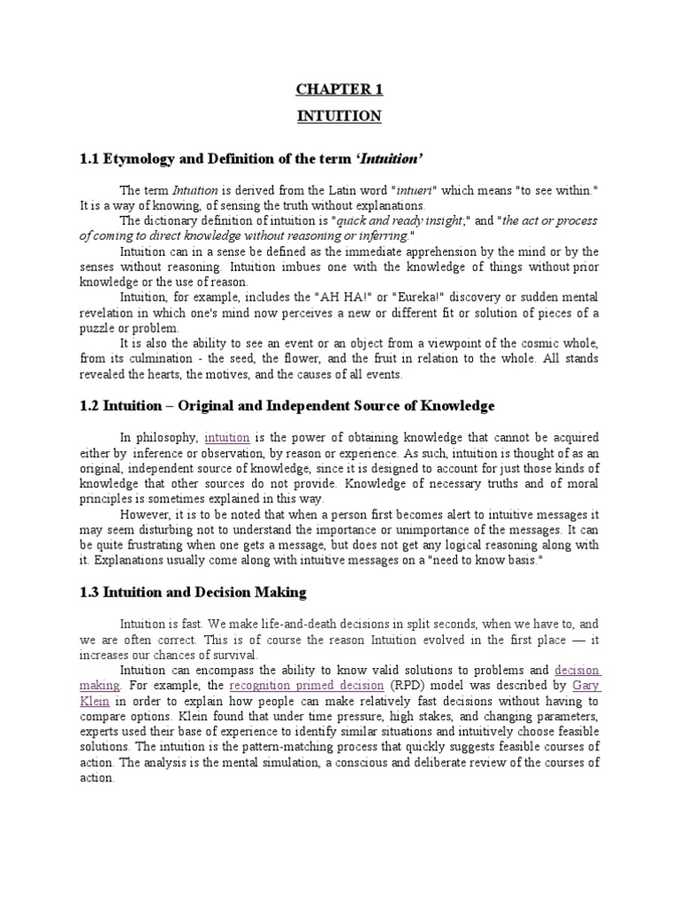 Understanding Intuition: Definition & Types | PDF | Intuition ...