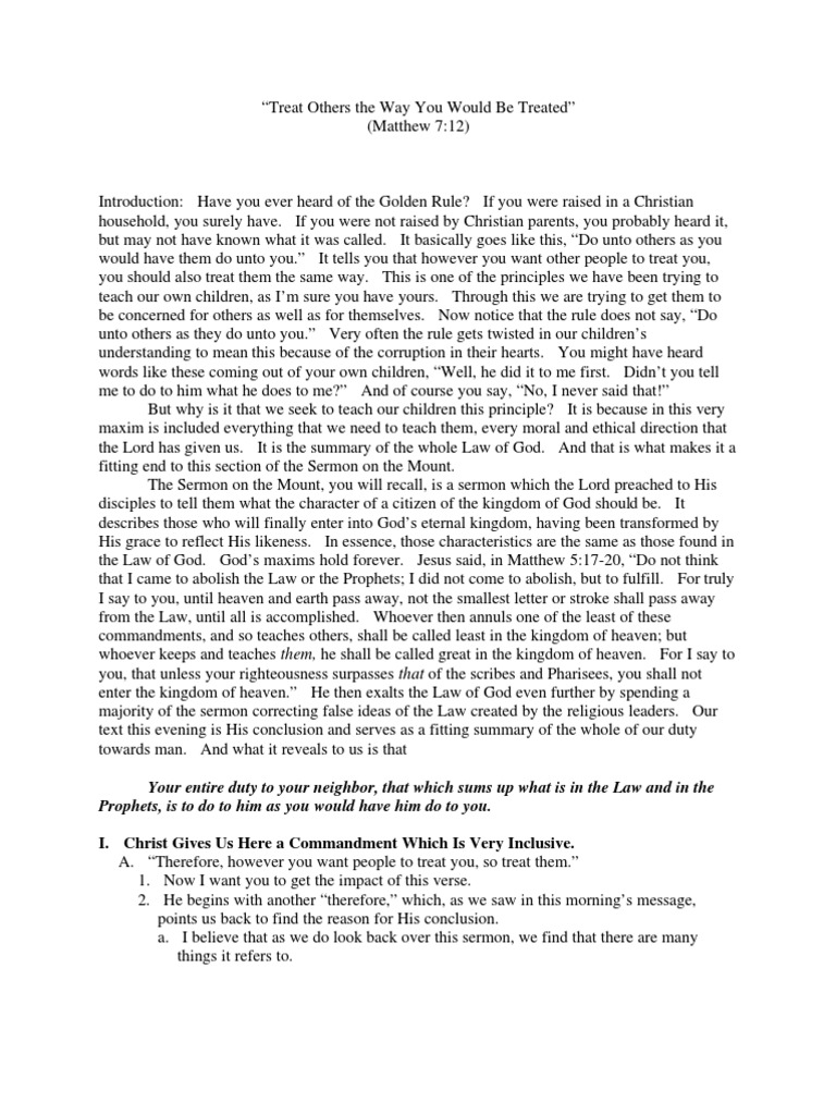 Golden Rule: Treat Others Well | PDF | Ten Commandments | Sermon On The ...