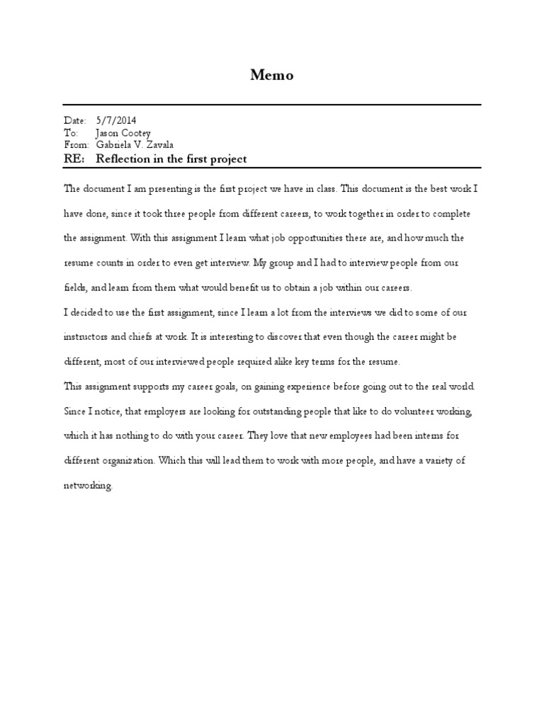 First Project Reflection Memo | PDF