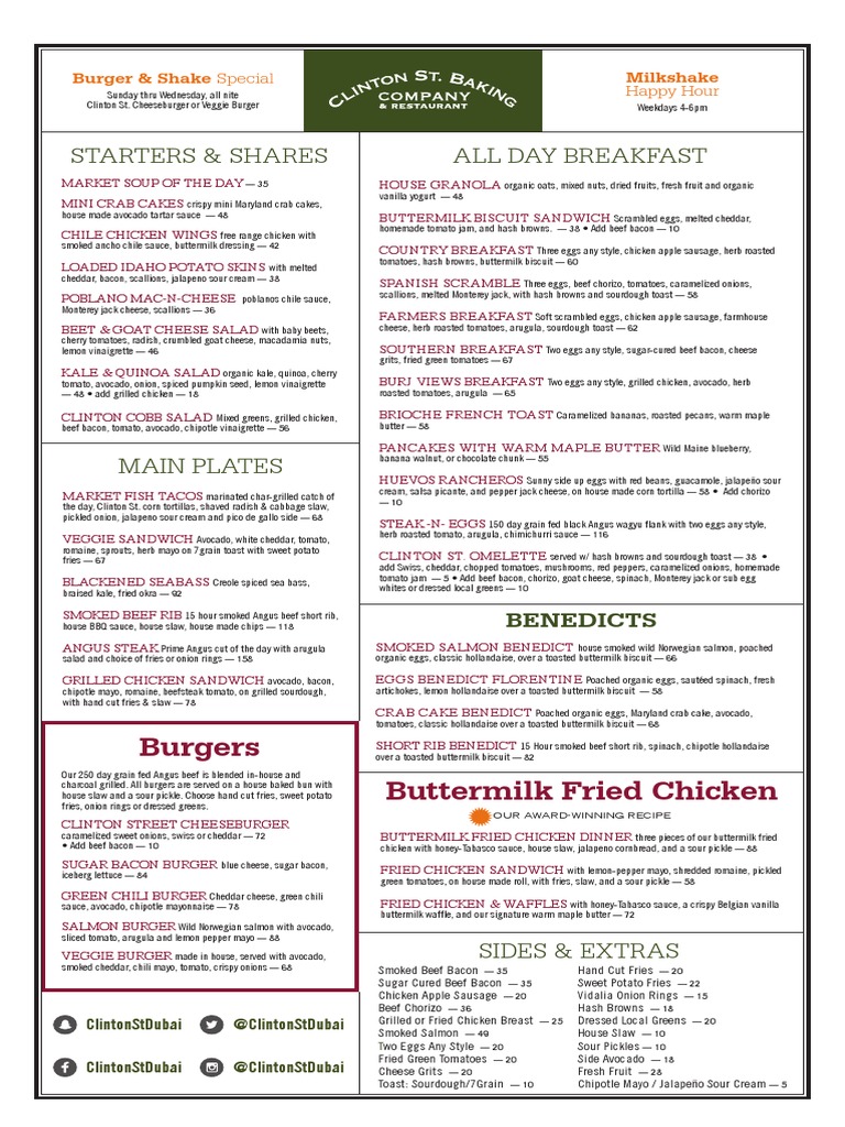 Clinton St. Baking Company Menu | PDF | Salad | Coleslaw