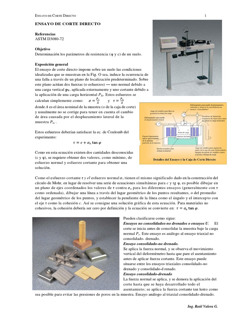 Ensayo de Corte Directo | PDF | Deformación (ingeniería) | Suelo