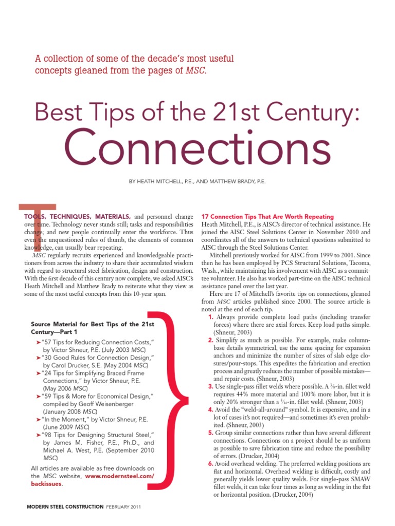 Connection Tips | PDF | Structural Steel | Welding