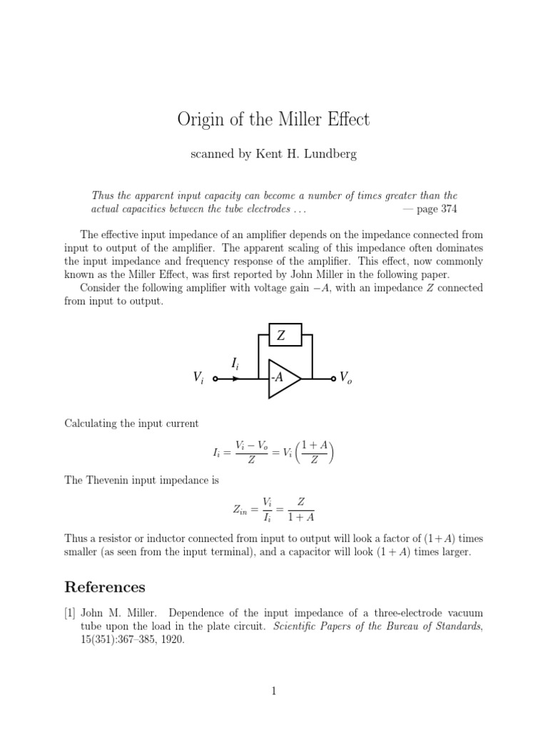 Dependance of The Input Impedance... (Miller 1920) | PDF
