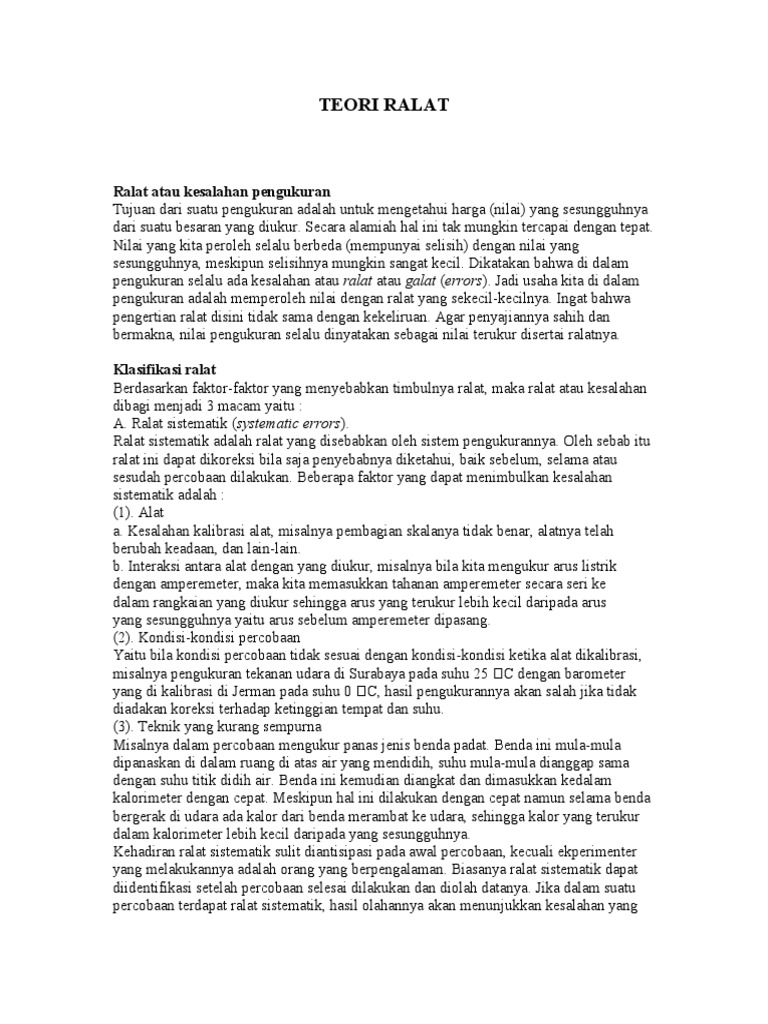 Teori Ralat | PDF
