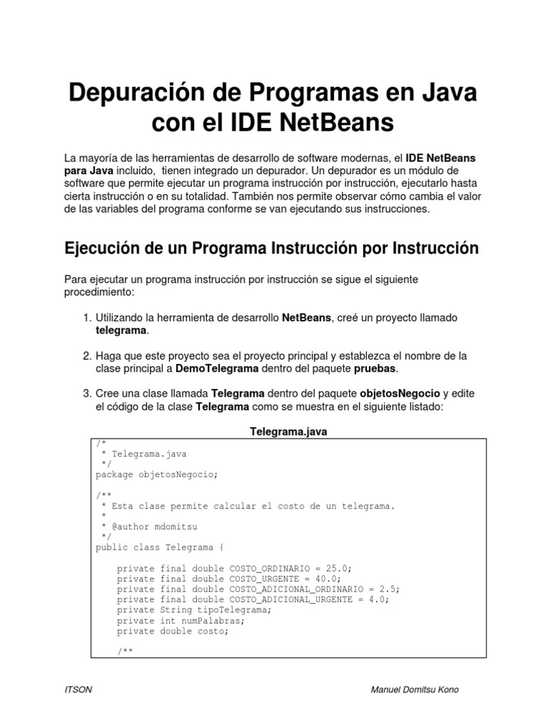 Depuración en Java con NetBeans | PDF | Entorno de desarrollo integrado ...