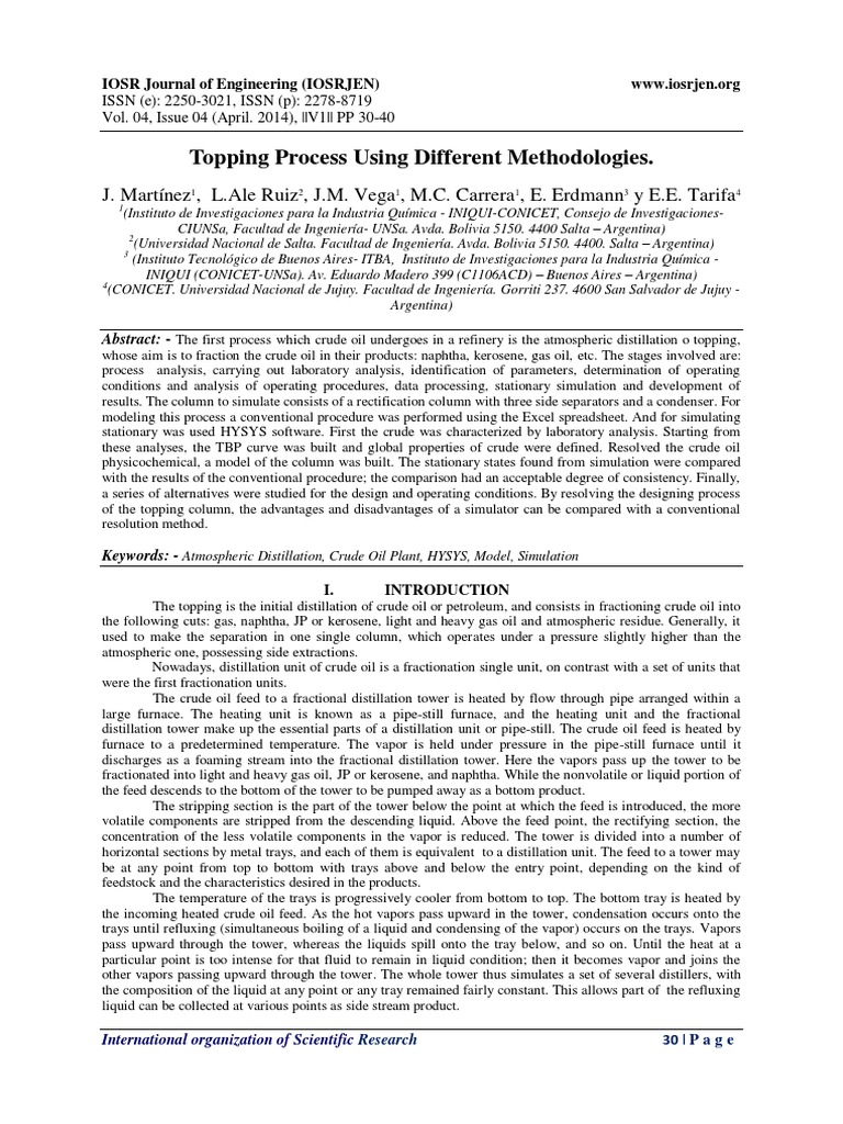Topping Process Using Different Methodologies | PDF | Distillation ...