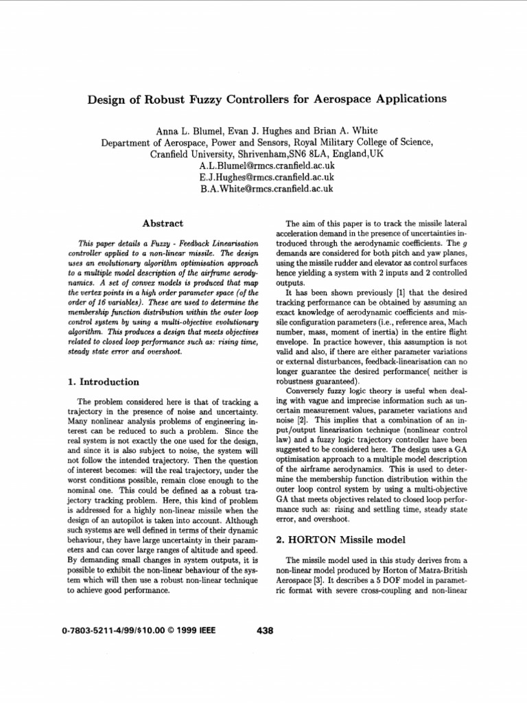 Design of Robust Fuzzy Controllers For Aerospace Applications | PDF | Control Theory | Fuzzy Logic