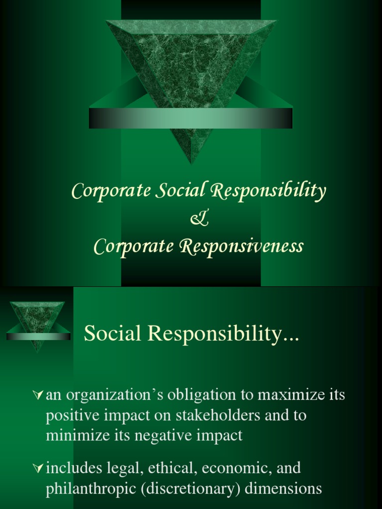 Corporate Social Responsibility & Corporate Responsiveness | PDF ...